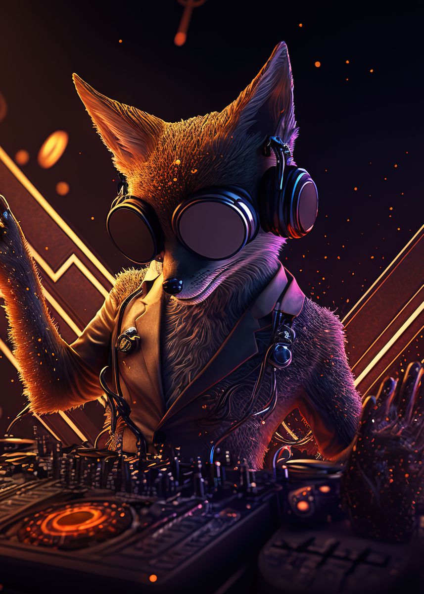 'DJ Fox ' Poster, picture, metal print, paint by Gil Finkelstein | Displate