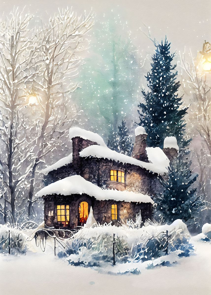 'Watercolor Winter' Poster, picture, metal print, paint by Fasn Designs ...