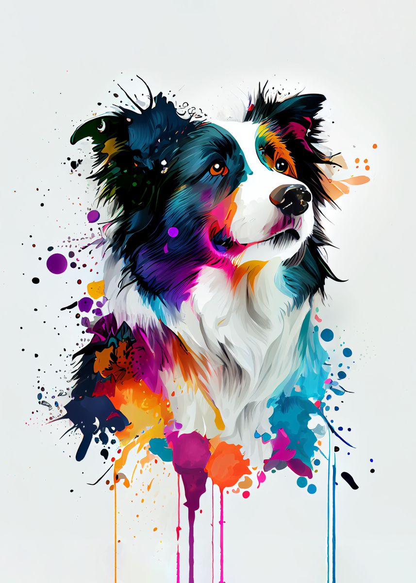 'Border collie' Poster, picture, metal print, paint by 24Pixel | Displate