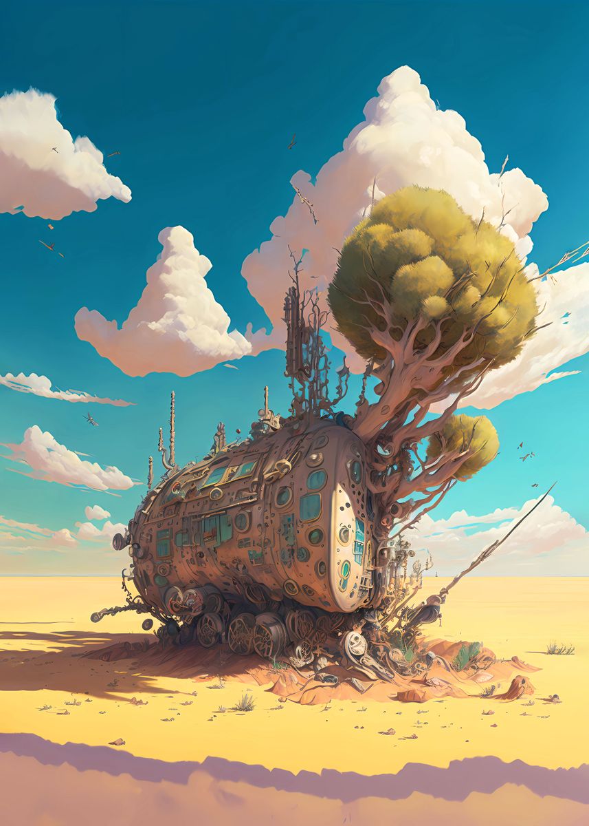 'SolarPunk Desertscape' Poster, picture, metal print, paint by Luong ...