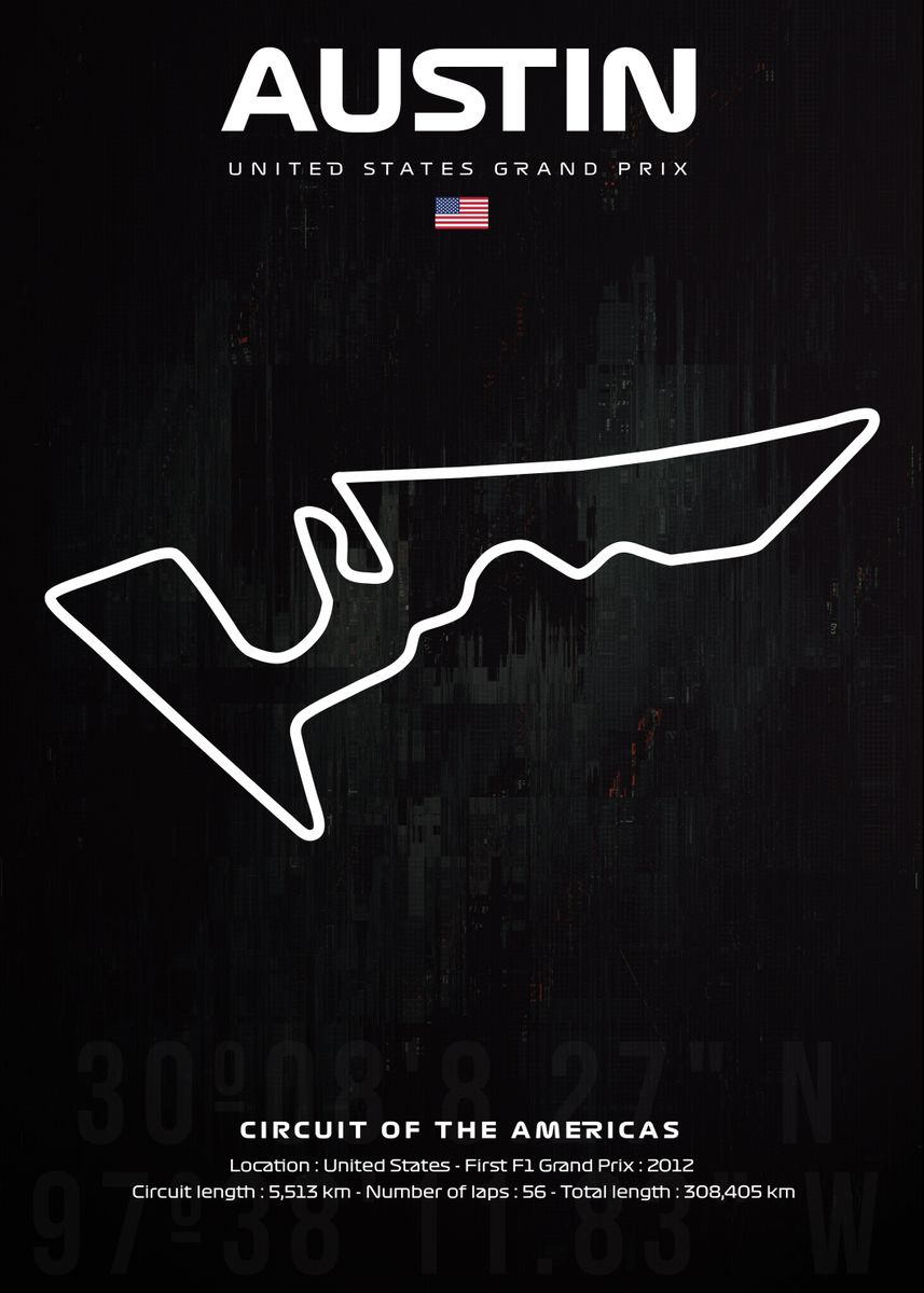 'F1 Austin circuit' Poster, picture, metal print, paint by Emeric ...