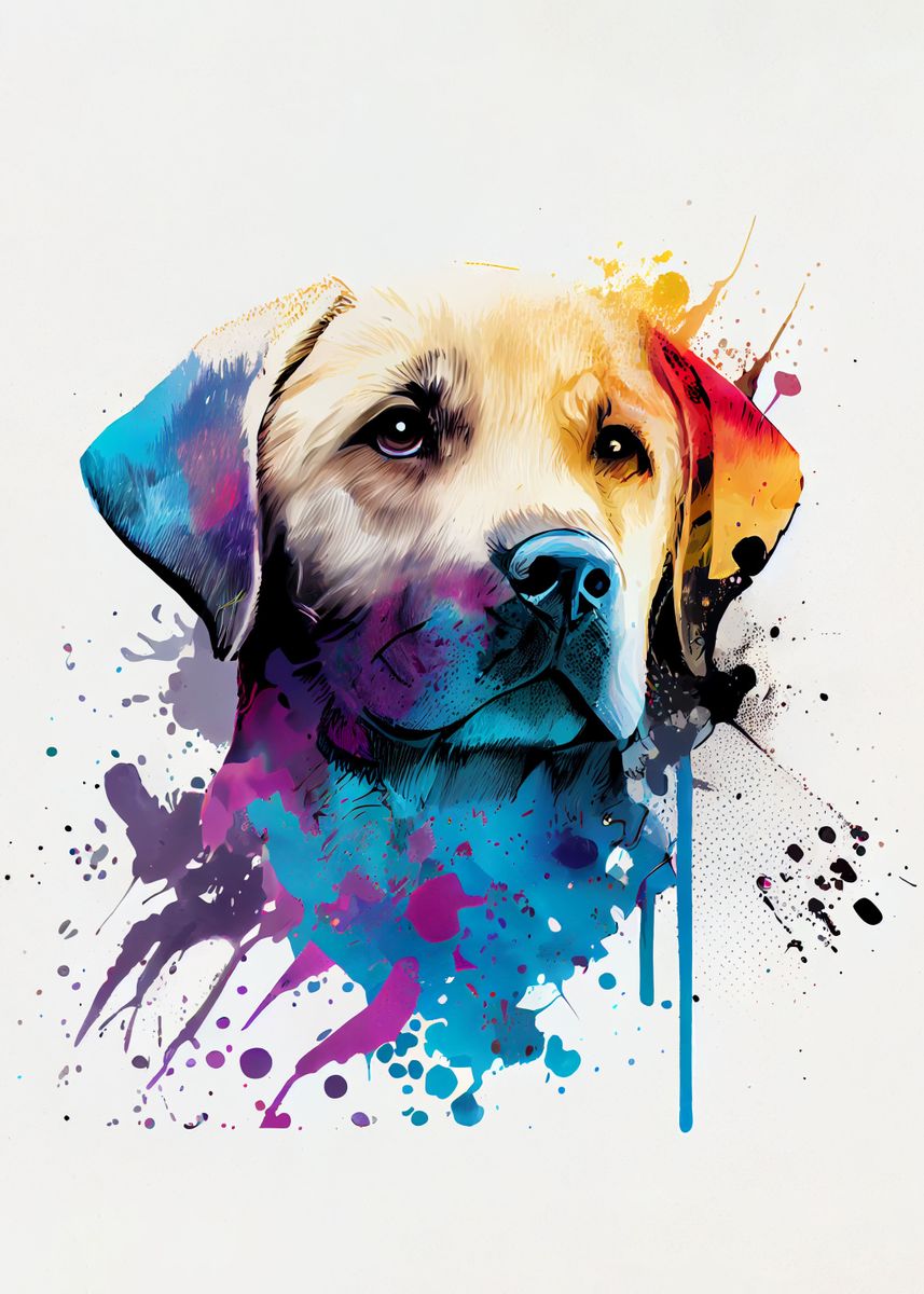'Labrador' Poster, picture, metal print, paint by 24Pixel | Displate