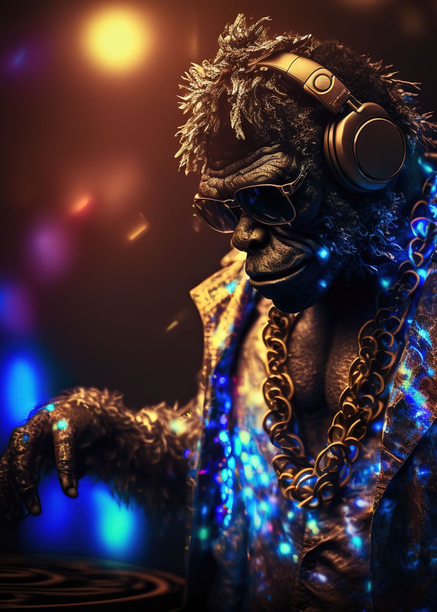 'DJ Ape ' Poster, picture, metal print, paint by Gil Finkelstein | Displate