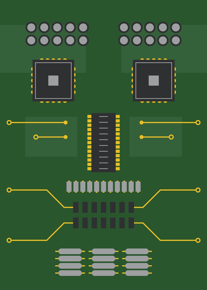 'Microcircuit portrait' Poster, picture, metal print, paint by KurArt ...