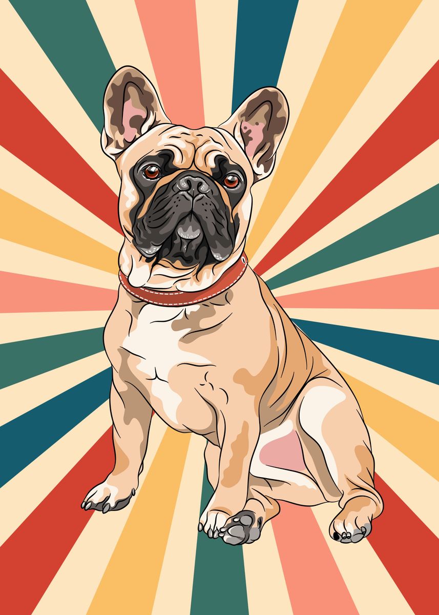 'Cute Pug Dog 80s 90s Retro' Poster, picture, metal print, paint by Art ...
