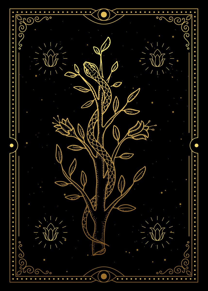 'Tarot Snake in the bloom' Poster, picture, metal print, paint by ...