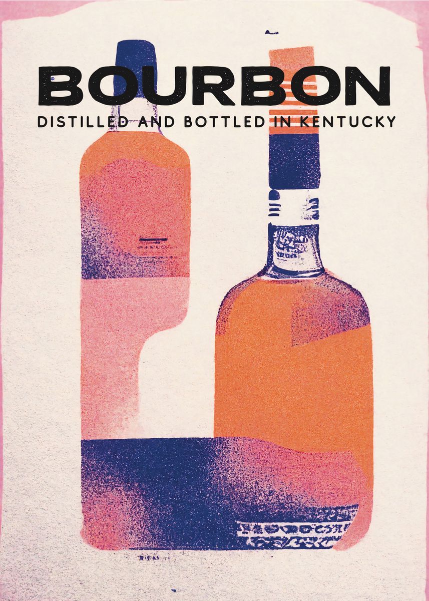 'Vintage Bourbon Risograph' Poster, picture, metal print, paint by ...