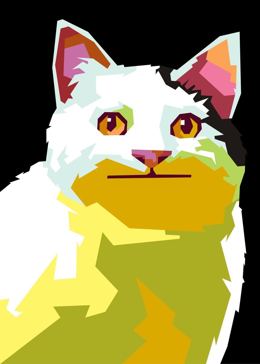 'cat meme' Poster, picture, metal print, paint by Rifai Setyo | Displate