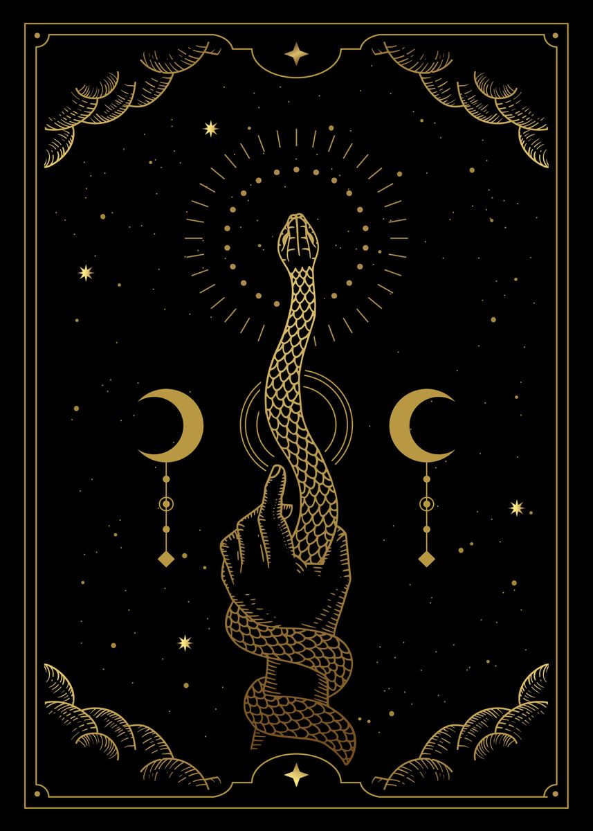 'Tarot hand holding snake' Poster by Michael Landsberger | Displate