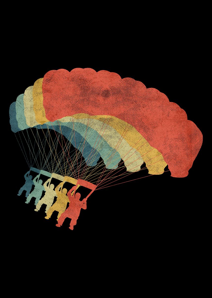 'Parachute Jump Retro' Poster, picture, metal print, paint by El ...