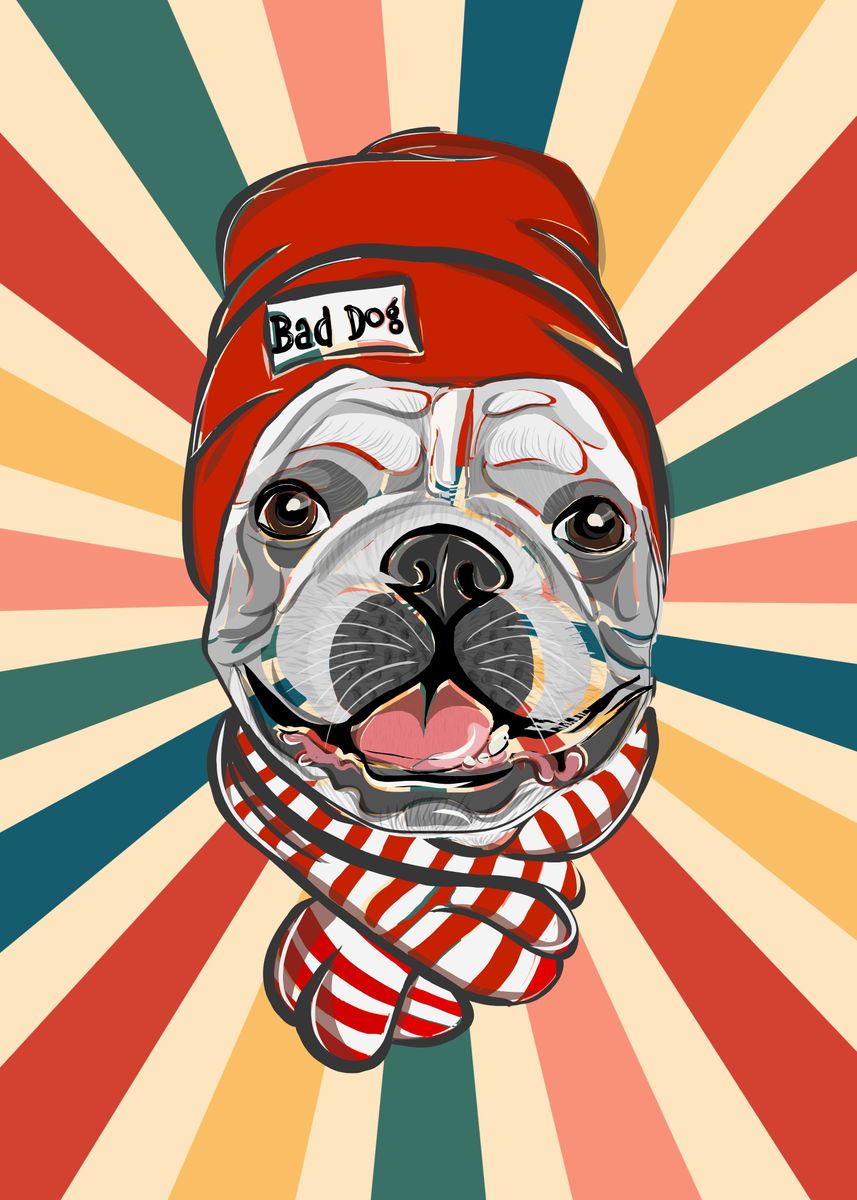 'Cute Pug Dog 80s 90s Retro' Poster, picture, metal print, paint by Art ...