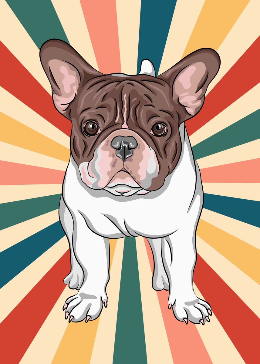 'Cute Pug Dog 80s 90s Retro' Poster, picture, metal print, paint by Art ...