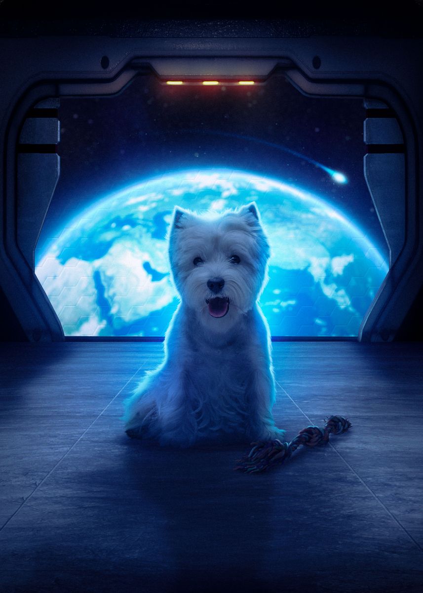 'Westie In Space' Poster, picture, metal print, paint by Alex Perkins | Displate