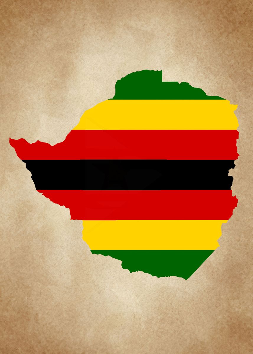 'Zimbabwe vintage map' Poster, picture, metal print, paint by shiner ...