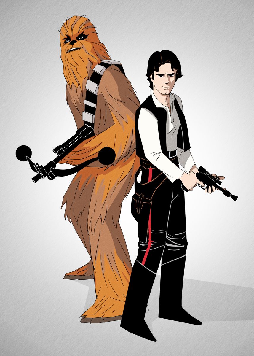 'Chewie & Solo' Poster, picture, metal print, paint by Star Wars | Displate