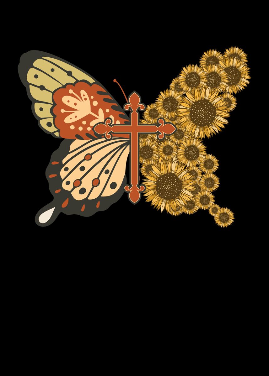 'Christian Butterfly' Poster, picture, metal print, paint by NAO | Displate