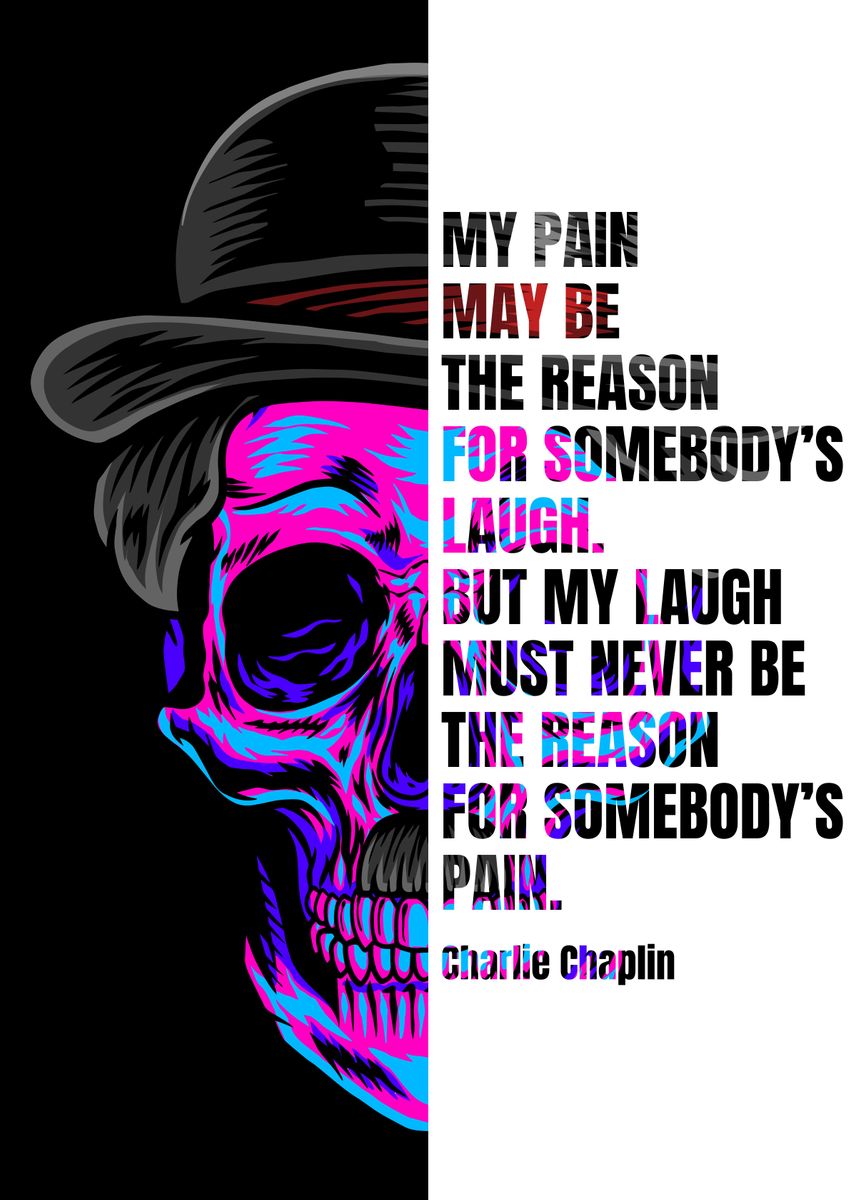'Charlie Skull Quote' Poster, picture, metal print, paint by Adam ...