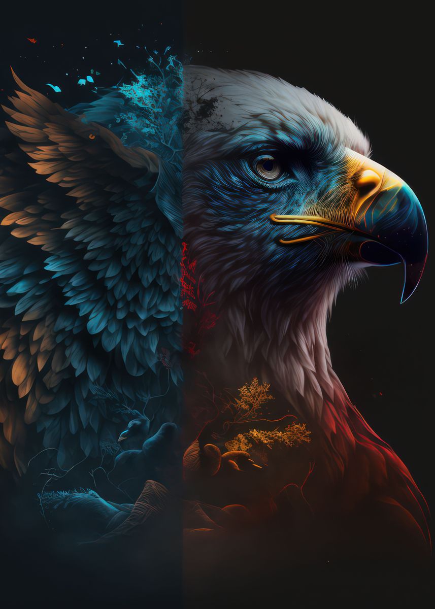 'The contrast of the eagle' Poster, picture, metal print, paint by ...