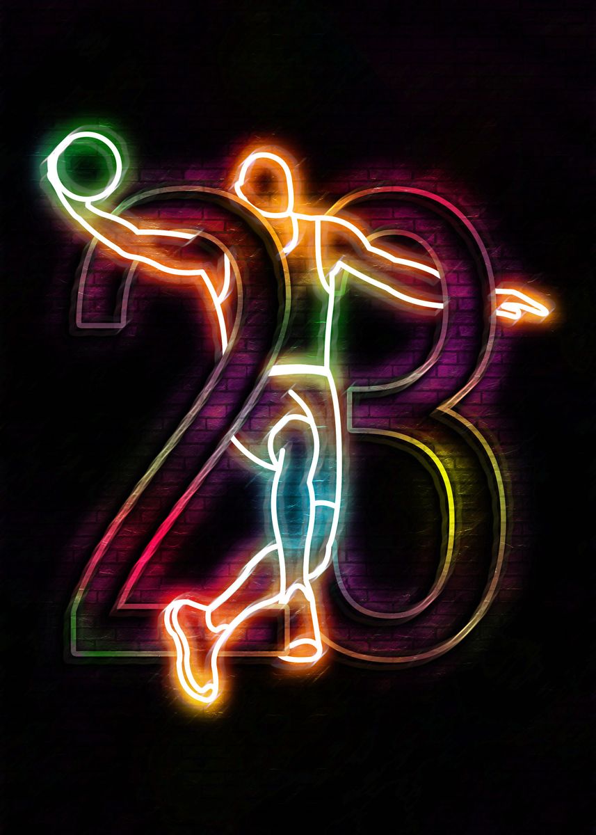 '23neon legend' Poster, picture, metal print, paint by Izmo Scribbles ...
