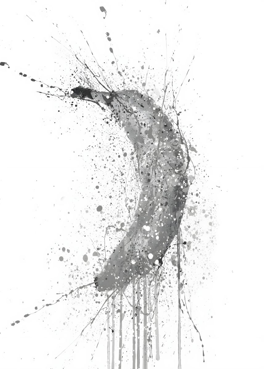 'Banana Fruit Grey' Poster, picture, metal print, paint by Izu | Displate