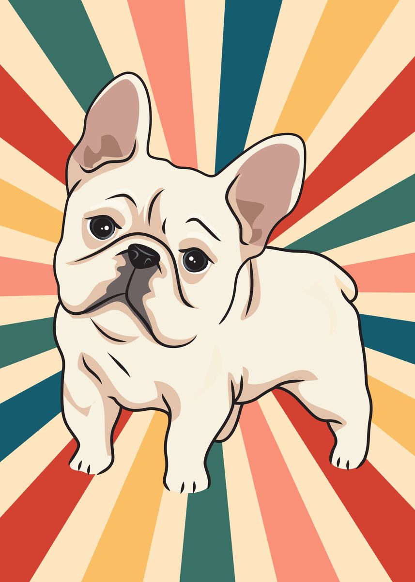 'Cute Pug Dog 80s 90s Retro' Poster, picture, metal print, paint by Art ...