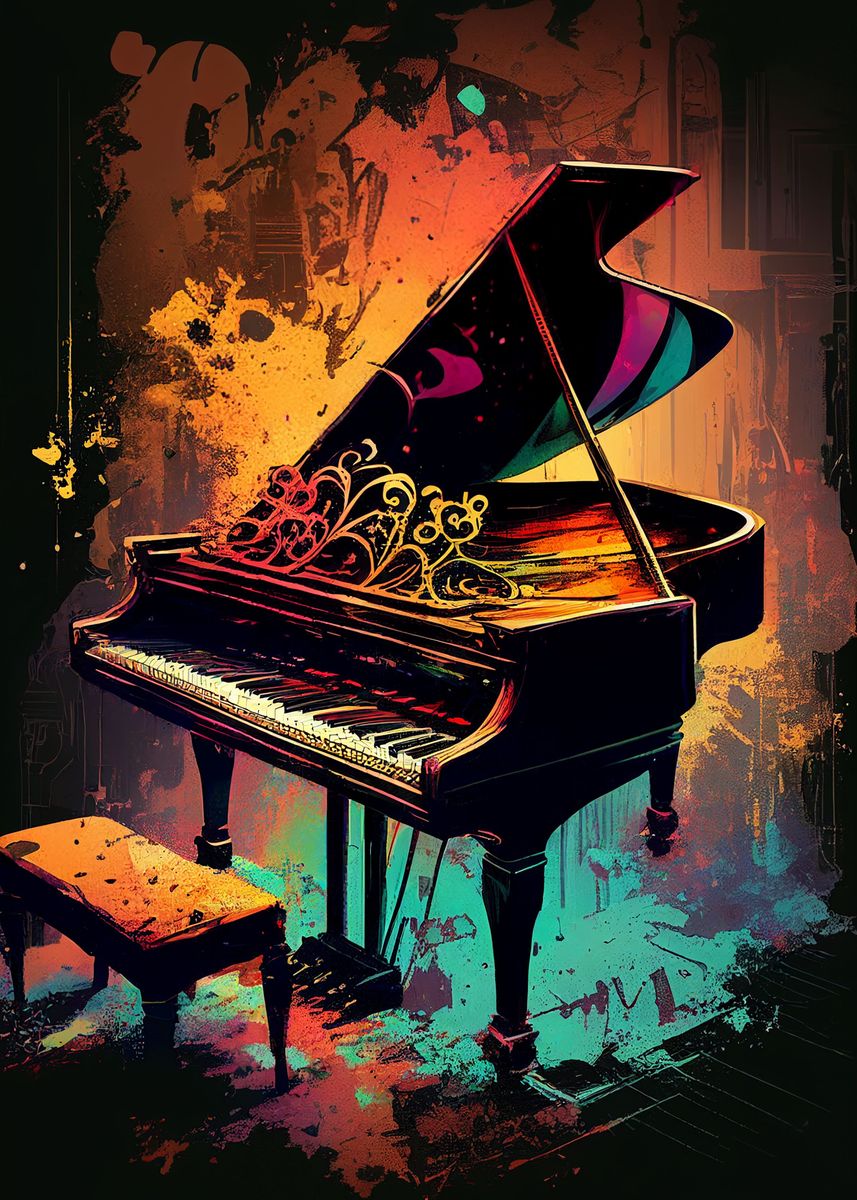 'Piano Colorful' Poster, picture, metal print, paint by DecoyDesign ...