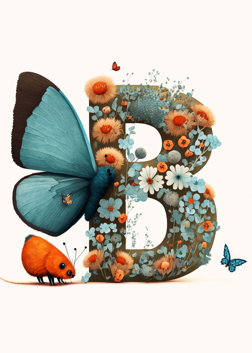 'Alphabet Butterfly' Poster by 4147 Studios | Displate