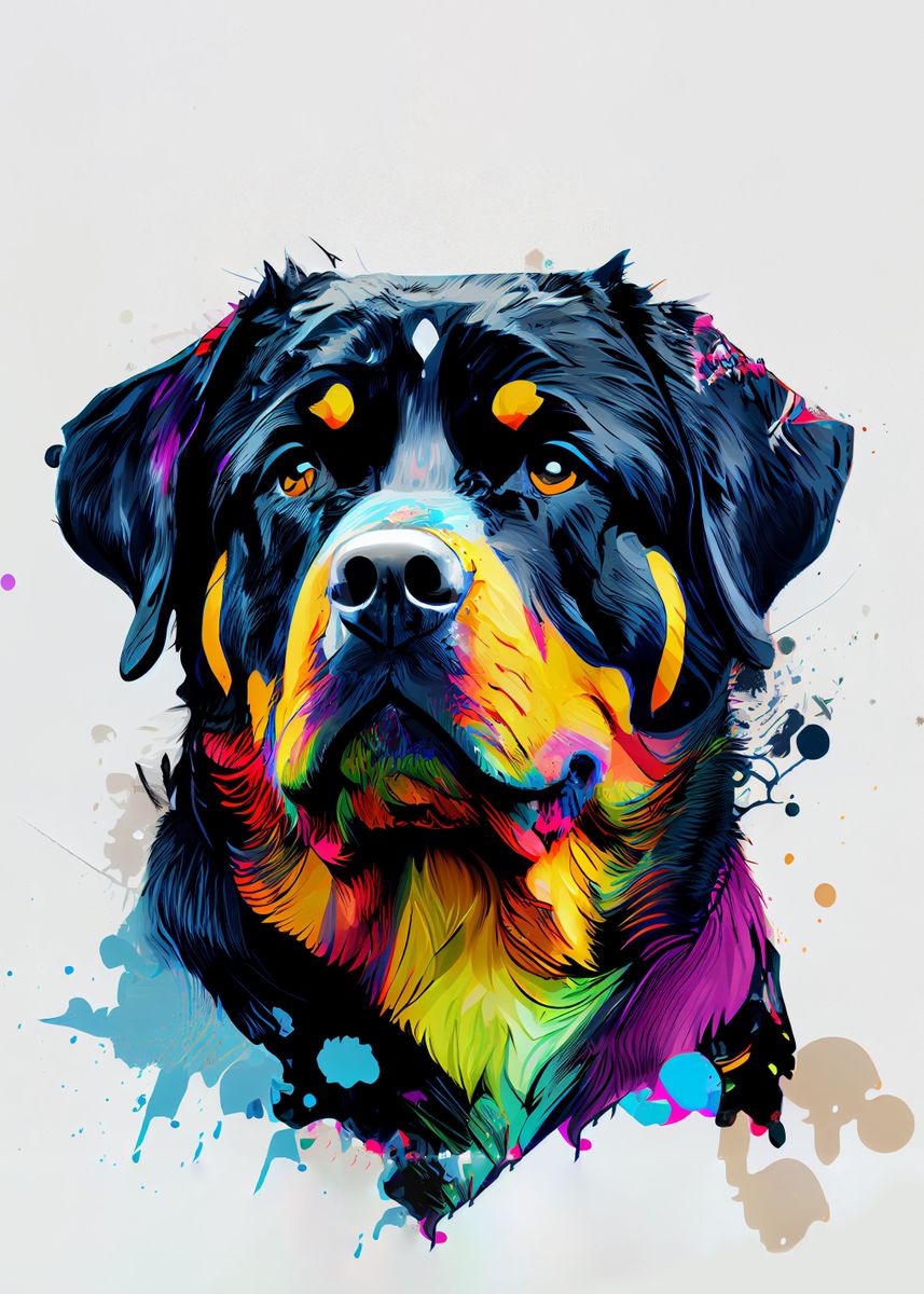 'Rottweiler' Poster, picture, metal print, paint by 24Pixel | Displate