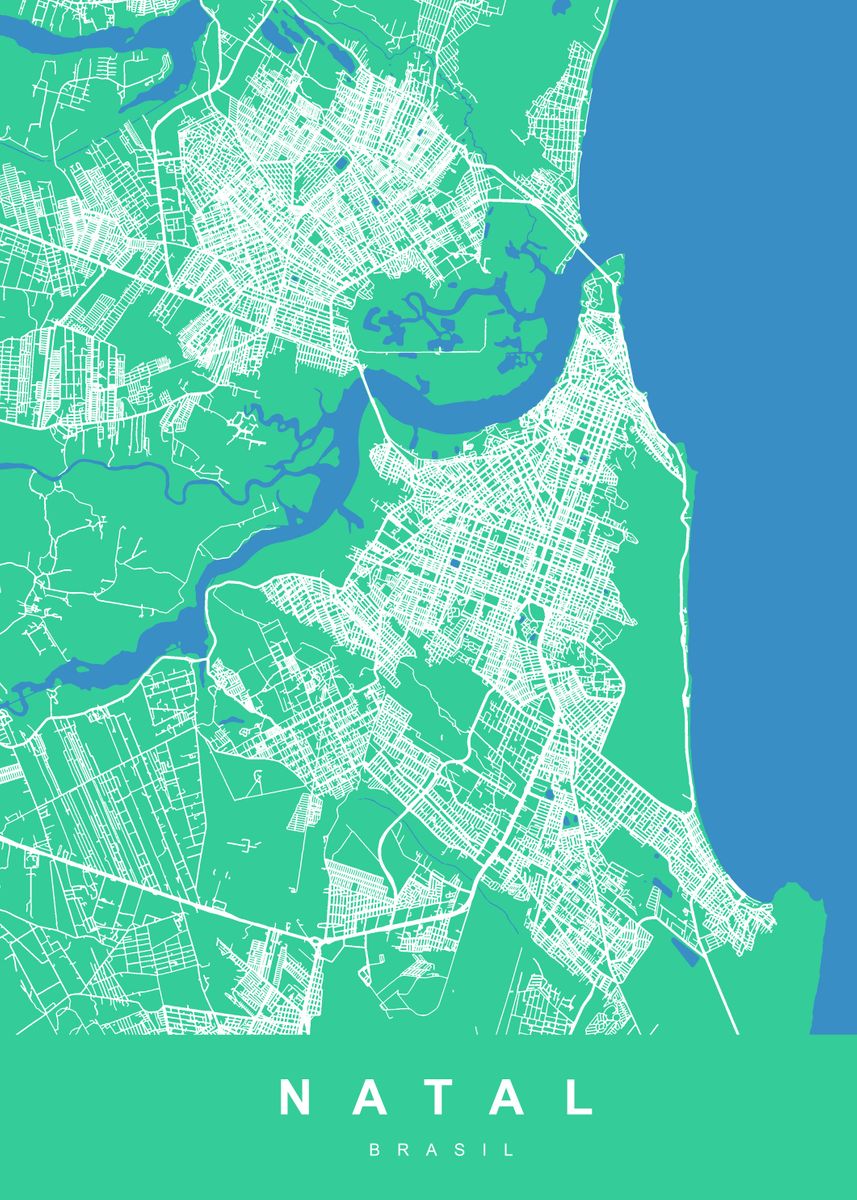 'Map NATAL BRASIL' Poster, picture, metal print, paint by UrbanMaps ...