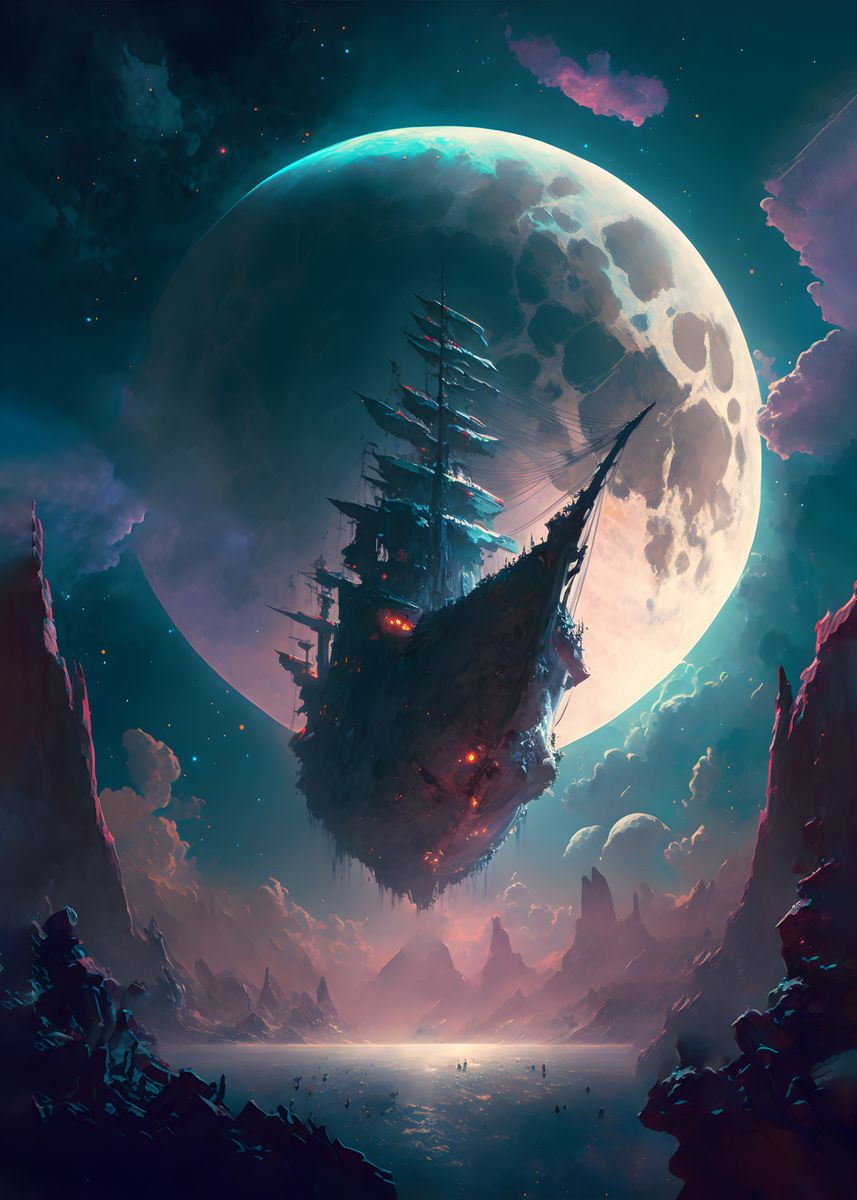 'Flying Ship' Poster, picture, metal print, paint by Valter Shabani ...