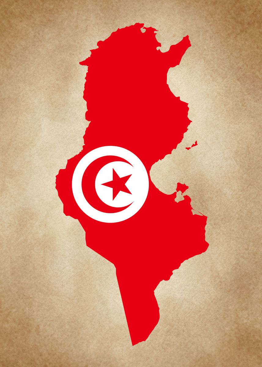 'Tunisia vintage map' Poster, picture, metal print, paint by shiner ...
