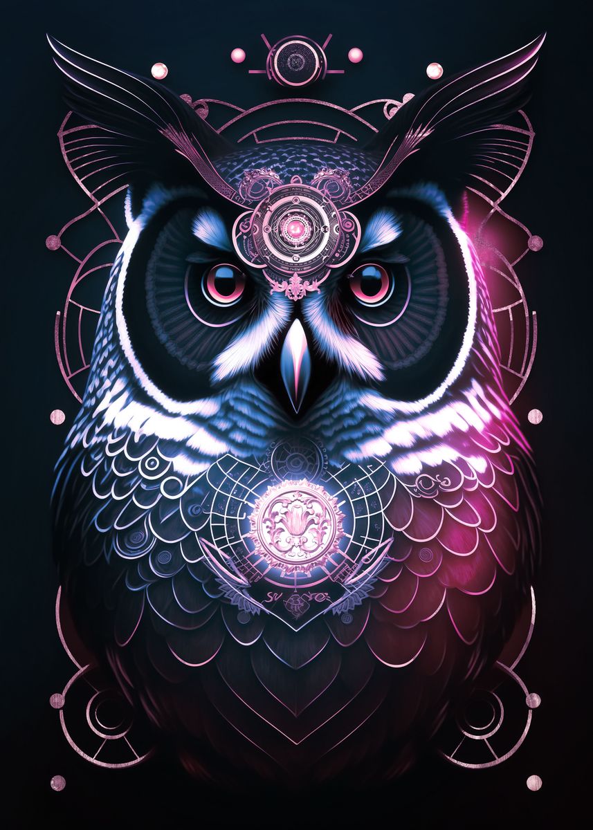 'Wisdom Owl' Poster, picture, metal print, paint by Bruno Macedo | Displate