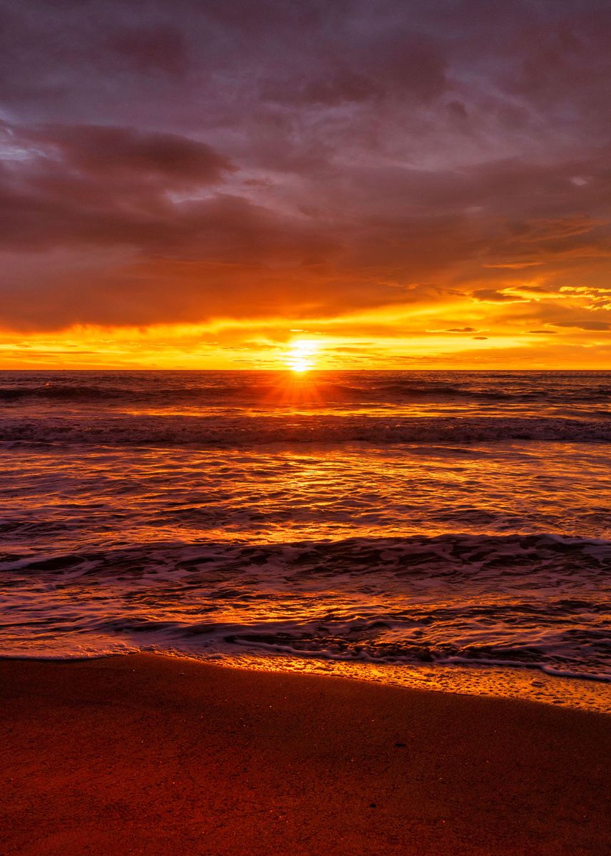 'Beach sunset landscape' Poster, picture, metal print, paint by Vicen ...