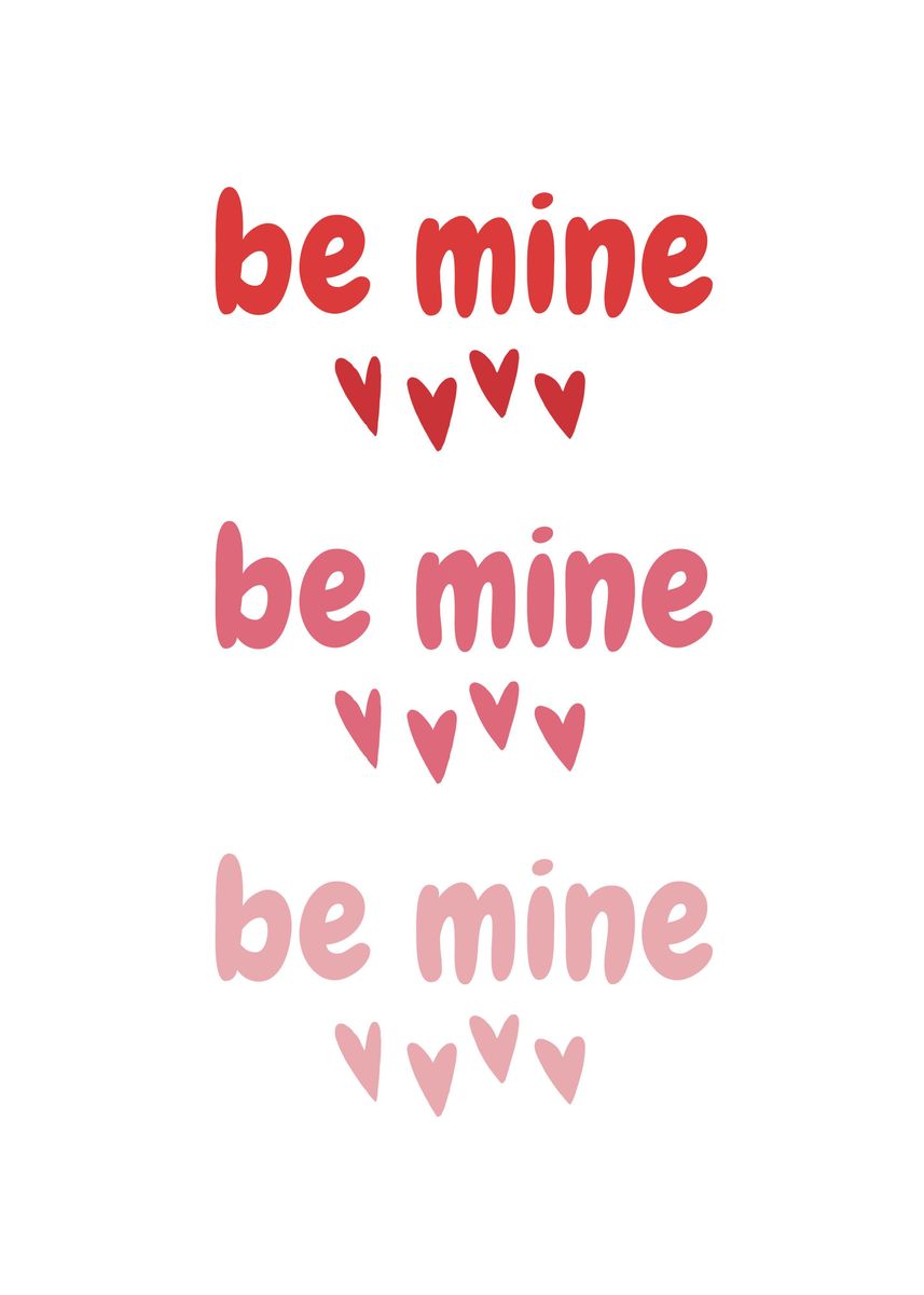 'Be Mine Hearts' Poster, picture, metal print, paint by SoulArt Shop ...