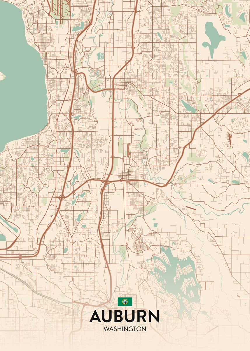 'Auburn WA' Poster, picture, metal print, paint by IMR Designs | Displate