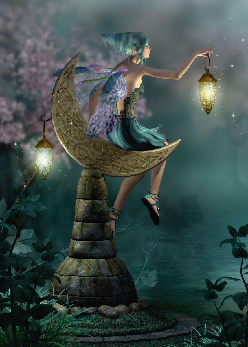 'Fairy light watcher' Poster, picture, metal print, paint by Queensy ...