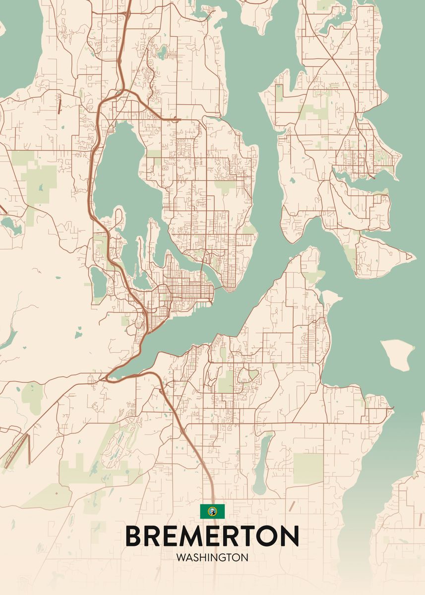 'Bremerton WA' Poster, picture, metal print, paint by IMR Designs ...