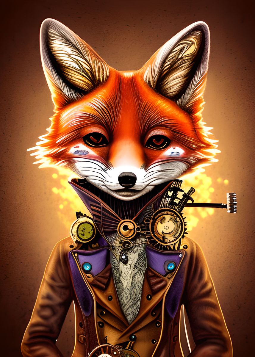 'Funny Spy Fox Animal' Poster, picture, metal print, paint by Max Ronn ...