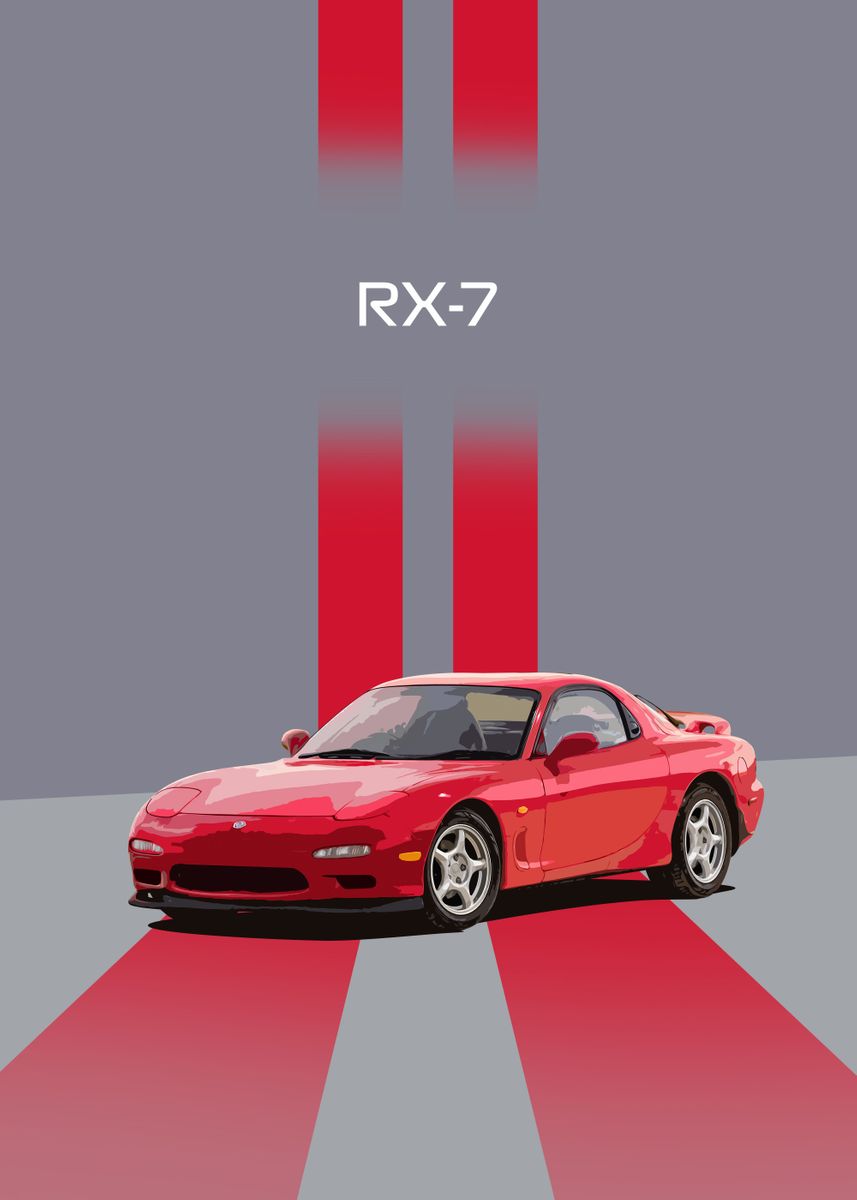 'Mazda RX7' Poster, picture, metal print, paint by Full Throttle Art ...