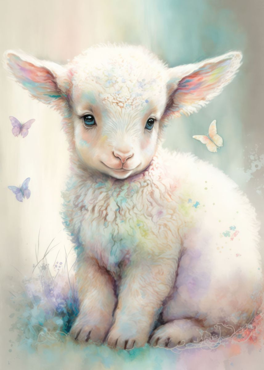 'Cute little lamb' Poster, picture, metal print, paint by Dolphins ...