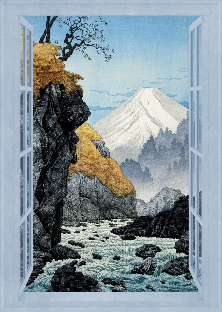 'Japan japanese art volcano' Poster, picture, metal print, paint by ...