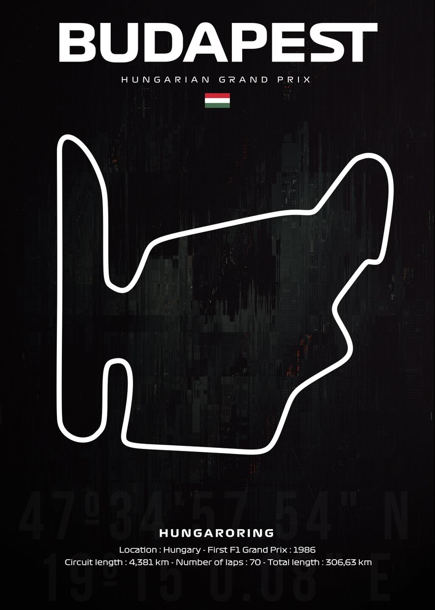 'F1 Budapest circuit map' Poster, picture, metal print, paint by Emeric ...