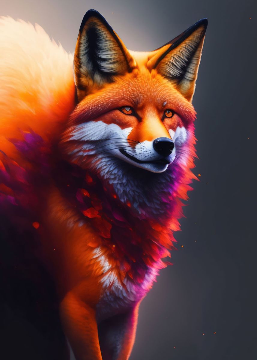 'red fox' Poster, picture, metal print, paint by RonnieArts | Displate