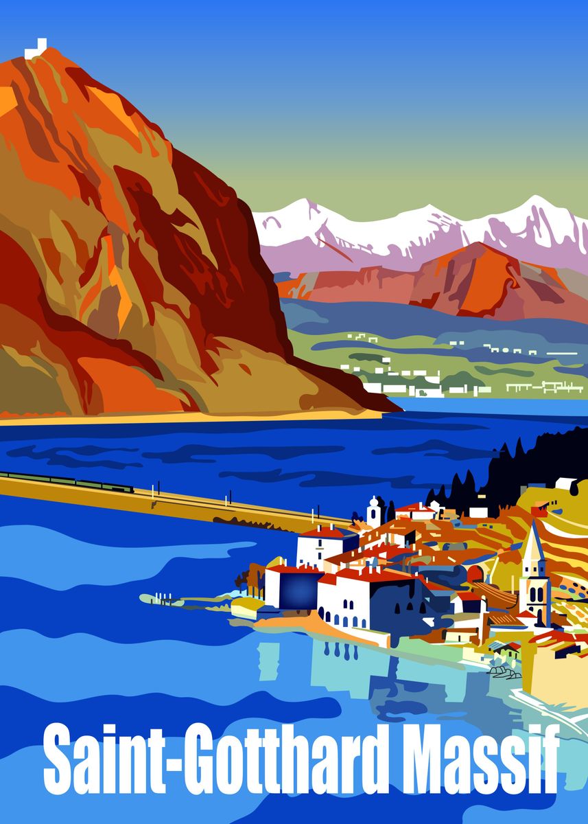 'Saint Gotthard Massif' Poster, picture, metal print, paint by Long ...