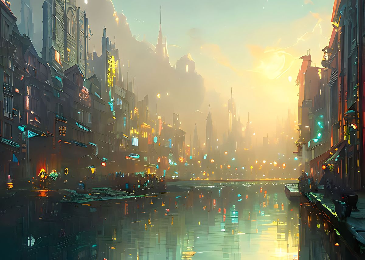 'Landscape City Paintings' Poster by Alex Bayu | Displate