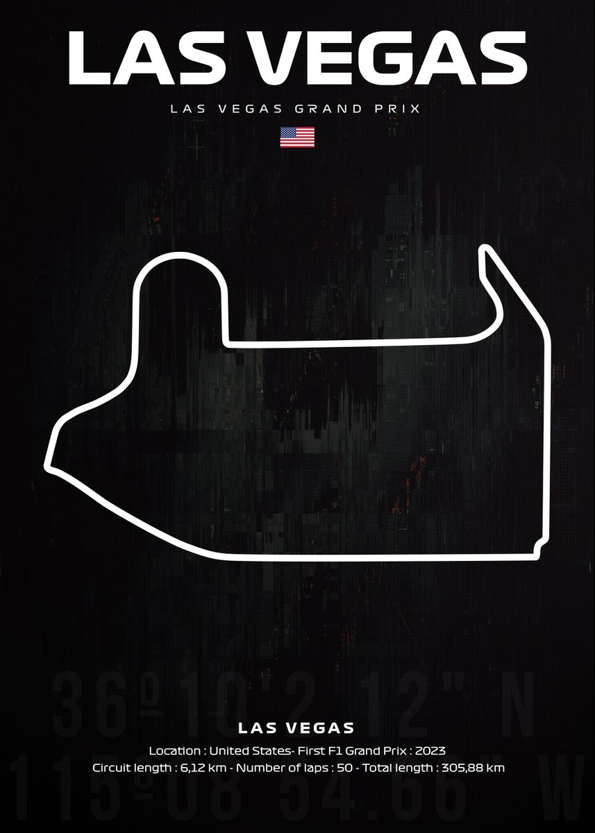 'F1 Las Vegas circuit map' Poster, picture, metal print, paint by ...