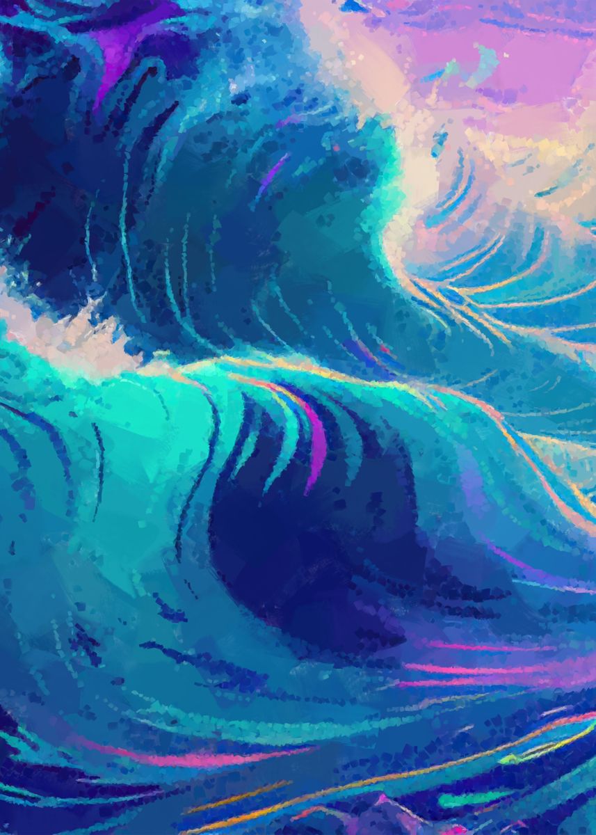 'Abstract waves' Poster, picture, metal print, paint by Evgenuy ...