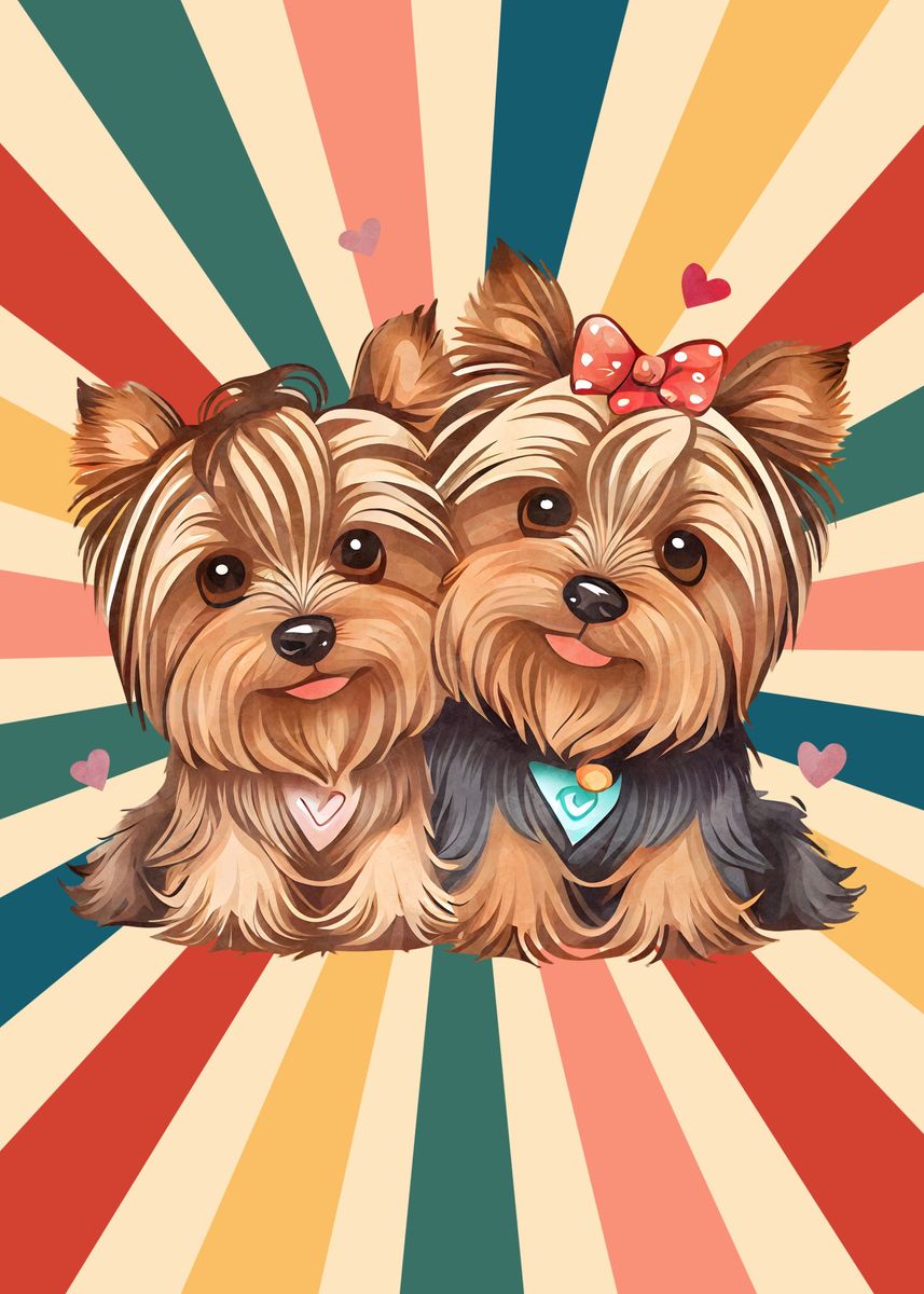 'Cute Yorkshire Terrier Dog' Poster, picture, metal print, paint by Art Jiyuu | Displate