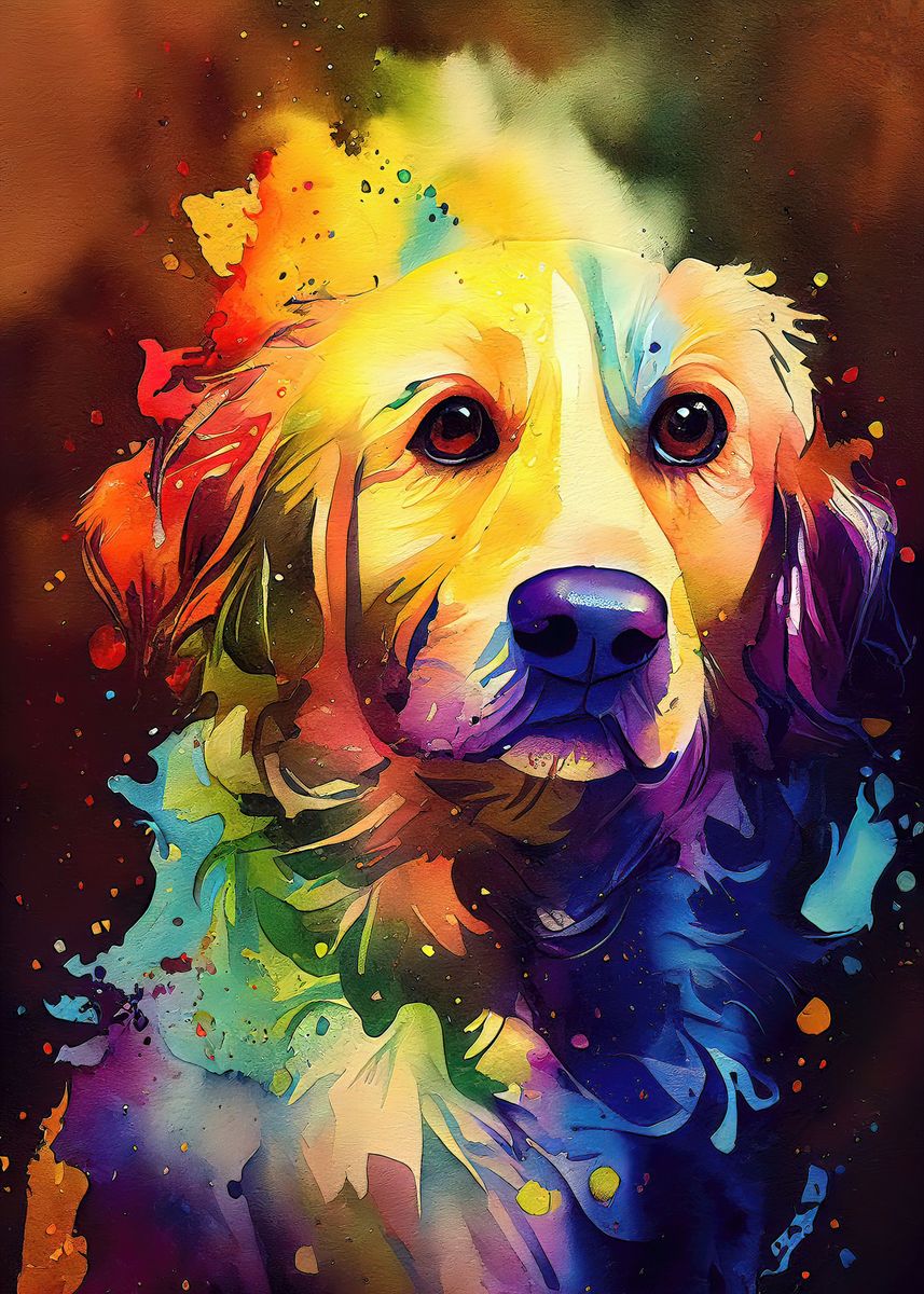 'Arty Golden Retriever' Poster, picture, metal print, paint by Chris ...