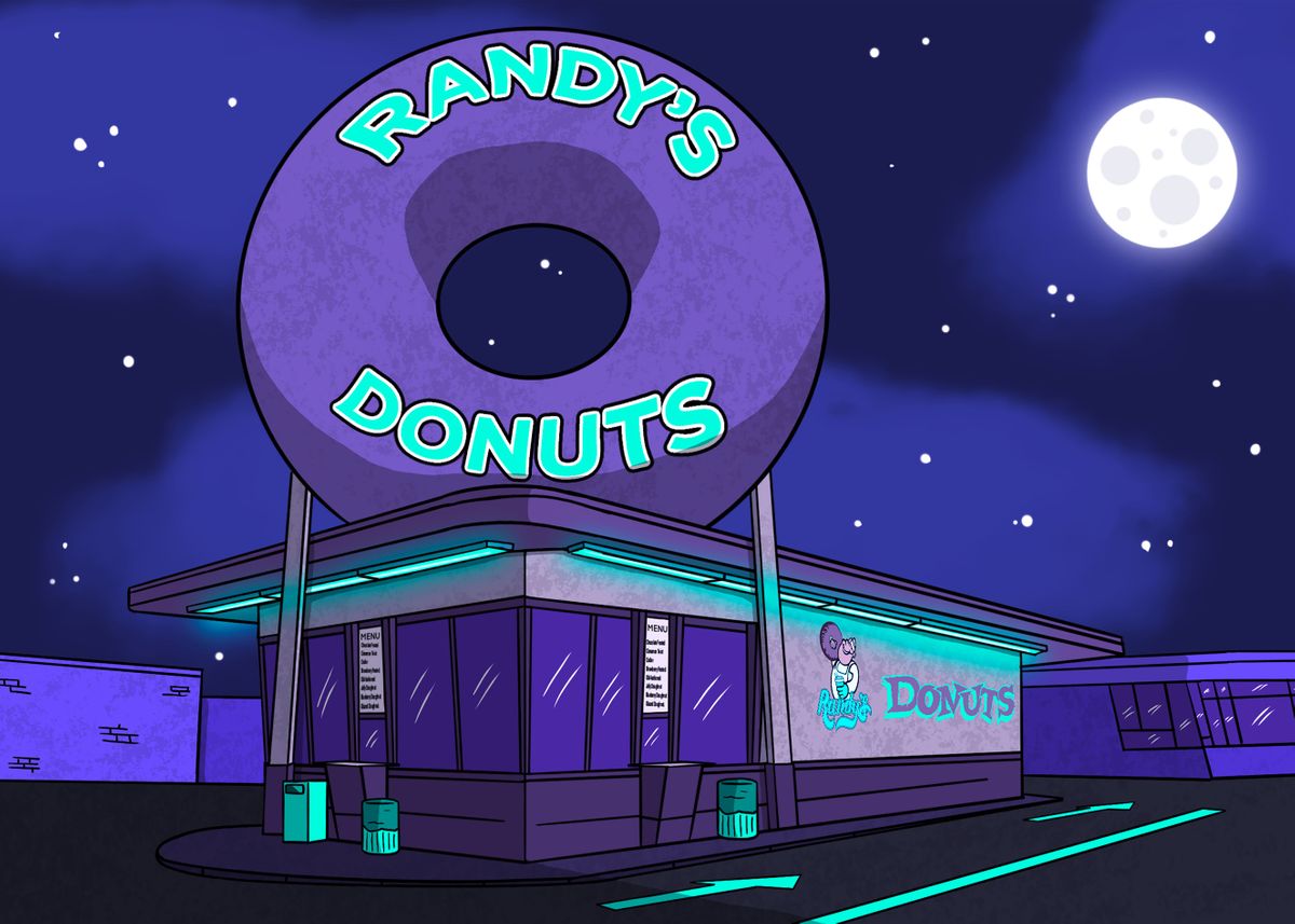 'Randys Donut shop at Night' Poster by Fat Rat | Displate